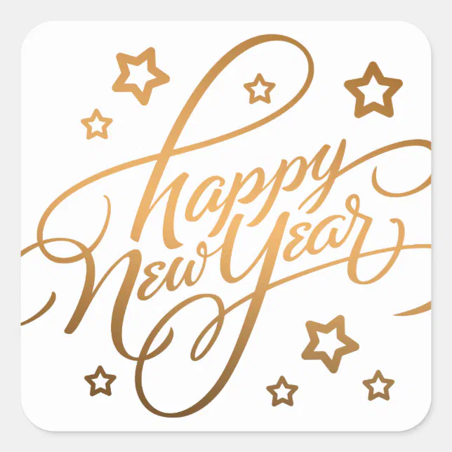 HAND-LETTERED HAPPY NEW YEAR GREETING | STICKER | Zazzle
