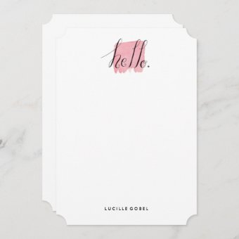 Hand Lettered Hello Modern Personalized Stationery Note Card | Zazzle