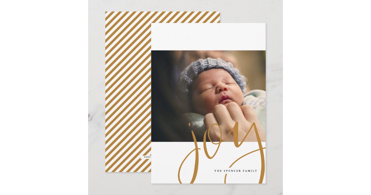 Hand Lettered Joy Photo Holiday Invitation | Zazzle