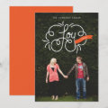 hand lettered joy red ribbon holiday photo | Zazzle