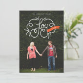 hand lettered joy red ribbon holiday photo | Zazzle