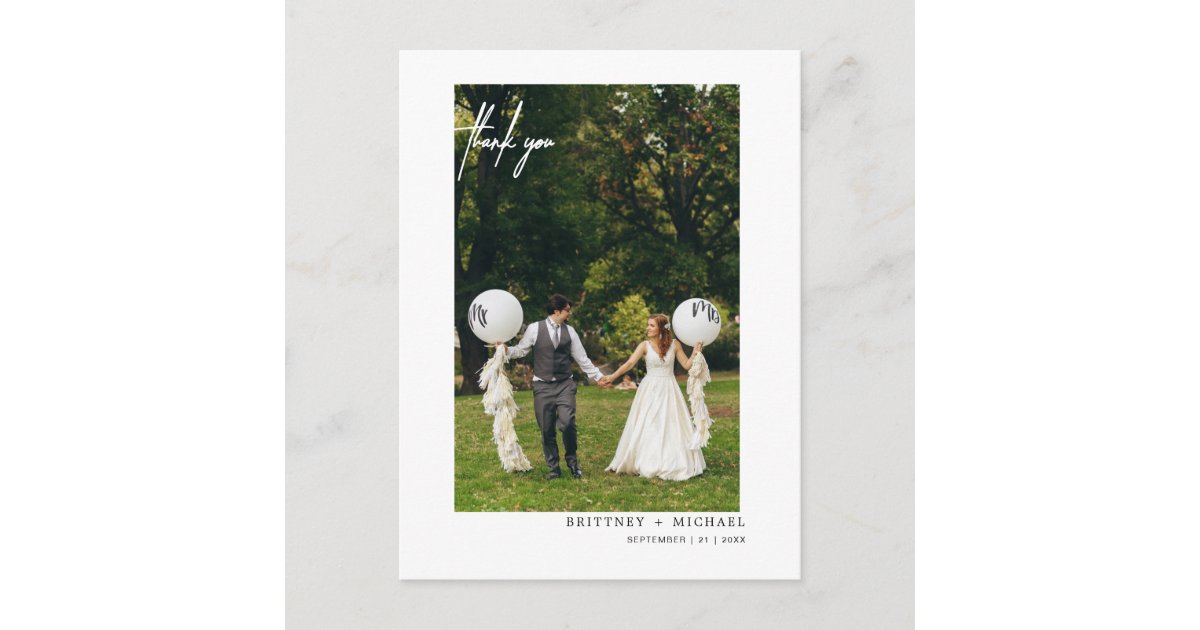 Hand-Lettered Modern Minimal Photo Postcard | Zazzle