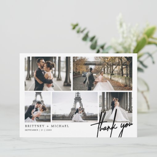 Hand-Lettered Modern Photo Collage Thank You Card | Zazzle