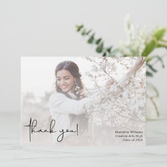 Hand-Lettered Modern Photo Graduation Thank You | Zazzle