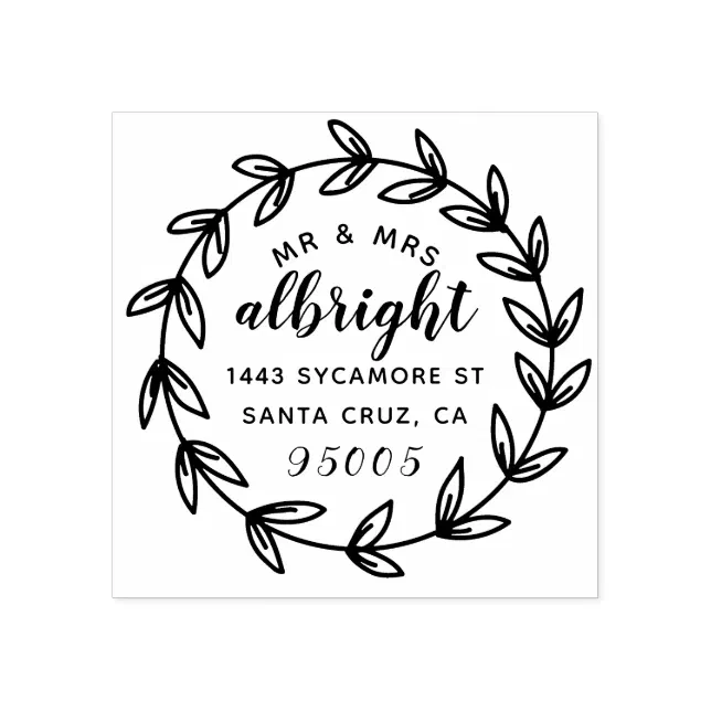 Hand Lettered Mr & Mrs Wedding Return Address Rubber Stamp | Zazzle