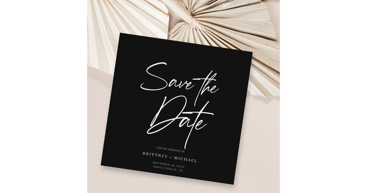 Hand Lettered Save The Date Black Invitation | Zazzle