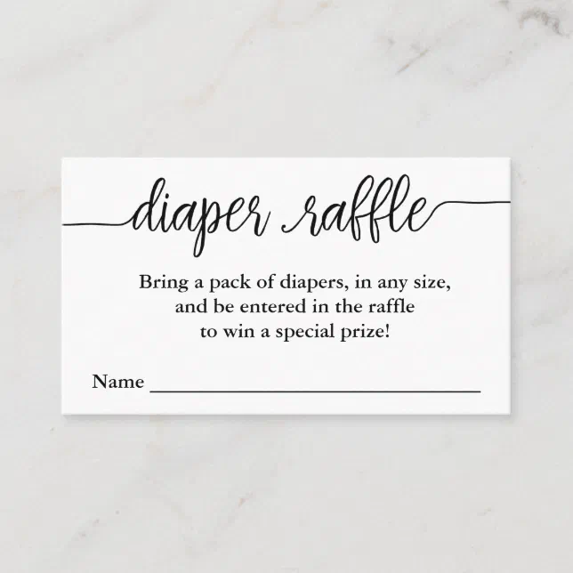 Hand Lettered Script Diaper Raffle Enclosure Card | Zazzle