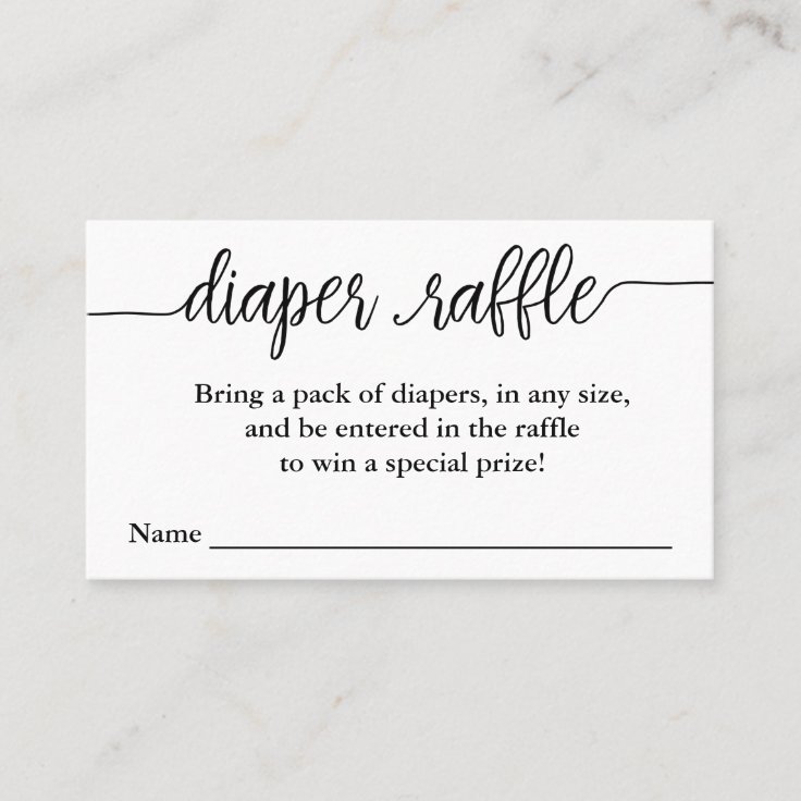 Hand Lettered Script Diaper Raffle Enclosure Card | Zazzle