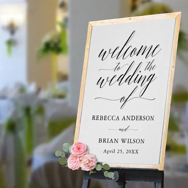 Hand lettered Script Elegant Wedding Welcome Sign | Zazzle