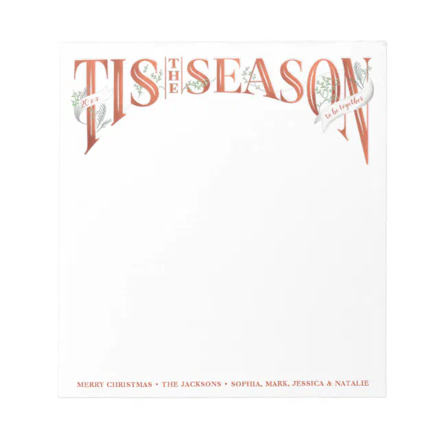Hand-Lettered Tis The Season Christmas Notepad | Zazzle