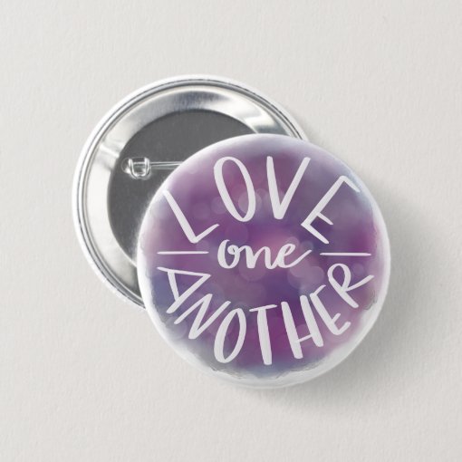 Hand-Lettered Watercolor Bokeh Love One Another Pinback Button | Zazzle