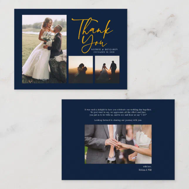 Hand-Lettered Wedding Photo Collage Thank You Card | Zazzle