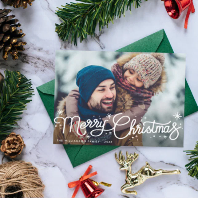 hand lettering christmas joy holiday postcard | Zazzle