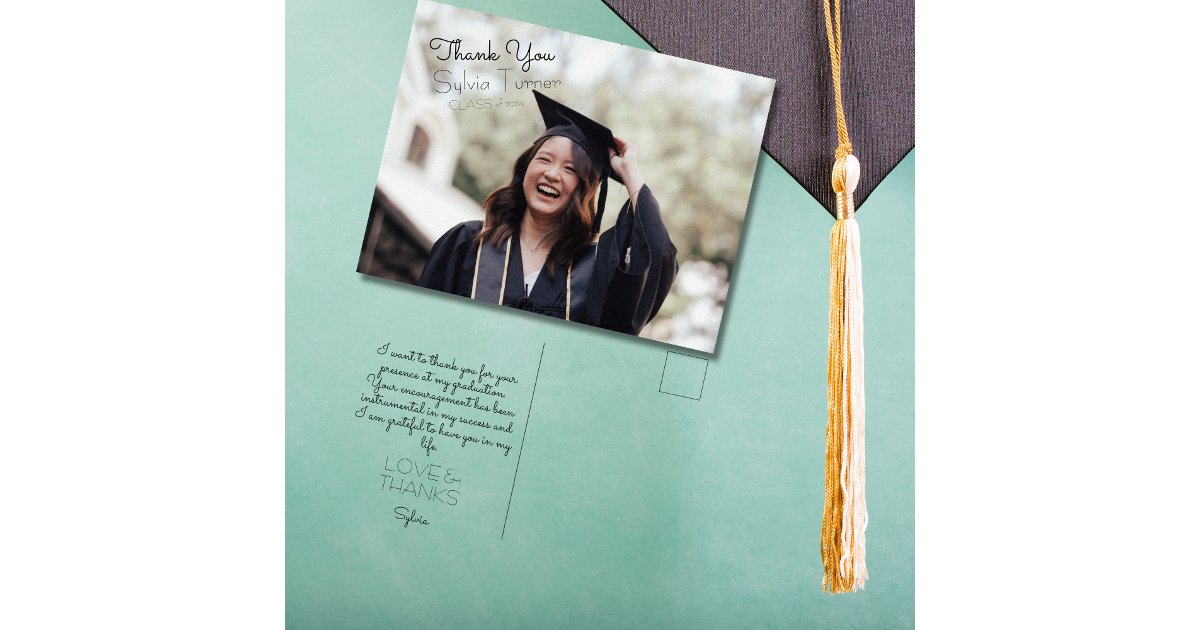 Hand Lettering Graduation Thank You Postcard | Zazzle