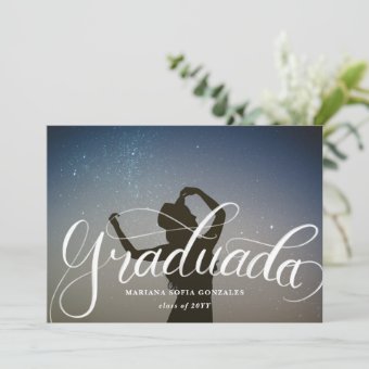Hand Lettering Spanish Graduada Graduation Photo Invitation | Zazzle