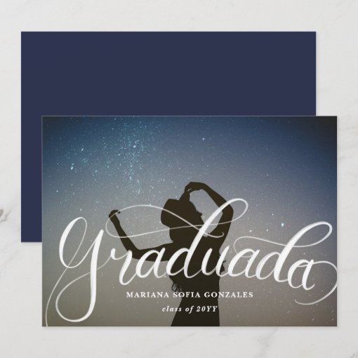 Hand Lettering Spanish Graduada Graduation Photo Invitation | Zazzle