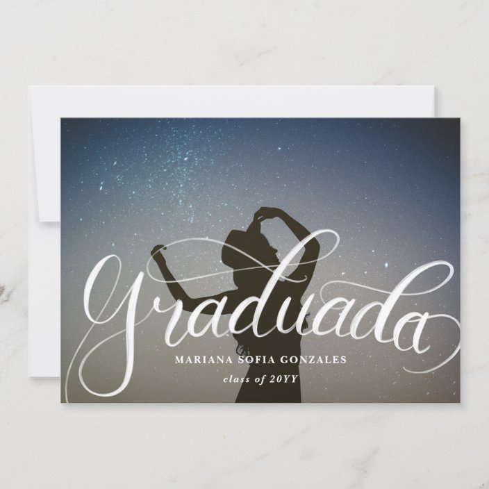 Hand Lettering Spanish Graduada Graduation Photo Invitation | Zazzle.com