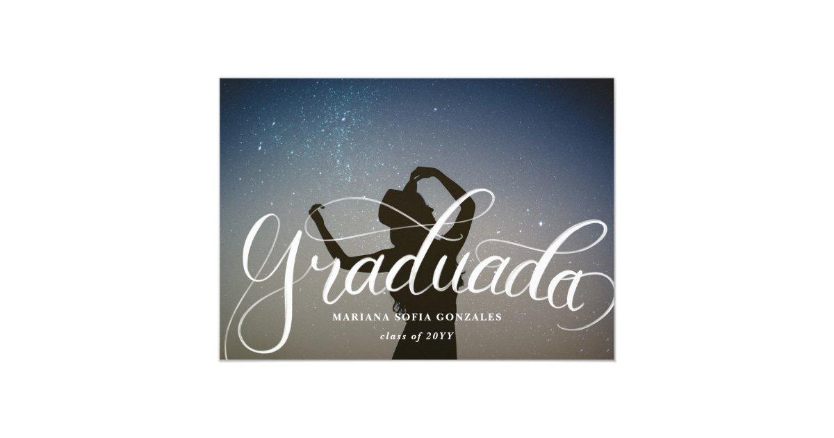 Hand Lettering Spanish Graduada Graduation Photo Invitation | Zazzle.com