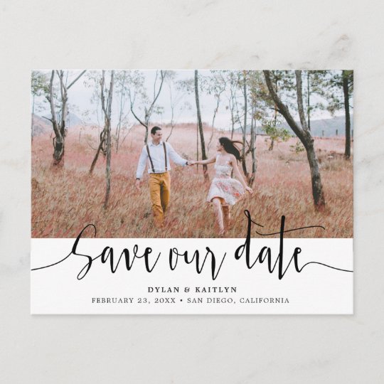 Hand Lettering | Wedding Save Our Date Postcard | Zazzle.com