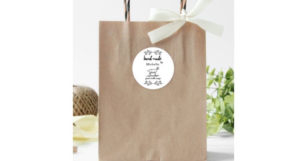 Hand Made By Goat Milk Soap Monogram Classic Round Sticker | Zazzle