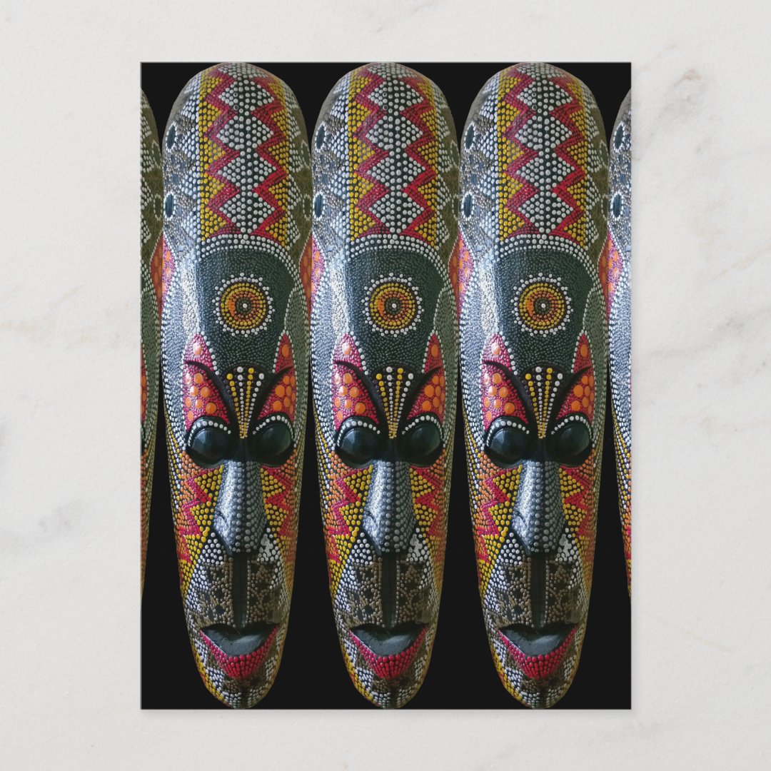 Hand Painted African Tribal Mask Postcard | Zazzle