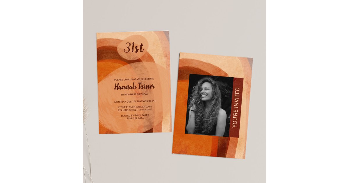 Hand- Painted Background Custom Photo Birthday Invitation | Zazzle