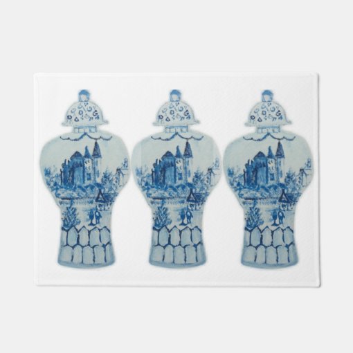 Hand Painted Blue White Ginger Jar Rug Doormat | Zazzle