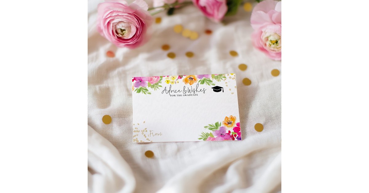Hand Painted Floral graduation advice wishes Enclosure Card | Zazzle