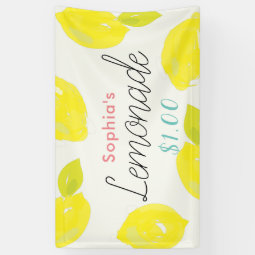 Hand-Painted Lemon Citrus Lemonade Stand Kids Banner | Zazzle