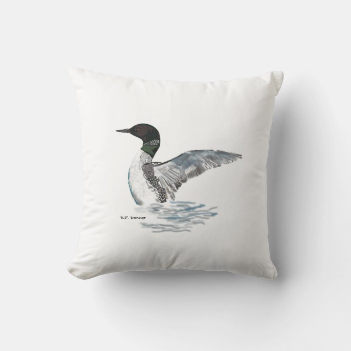 Hand painted loon flexing it's wings. throw pillow | Zazzle