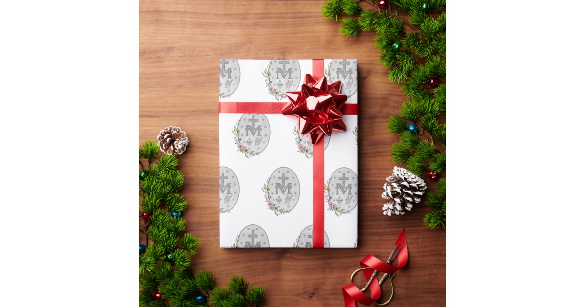Hand-painted Miraculous Medal Wrapping Paper | Zazzle