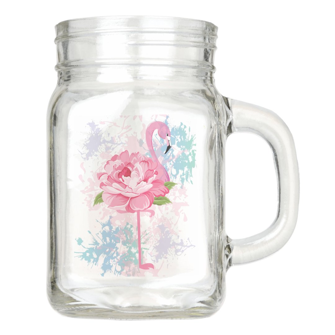 Hand painted Personalized flamingo Mason Jar | Zazzle
