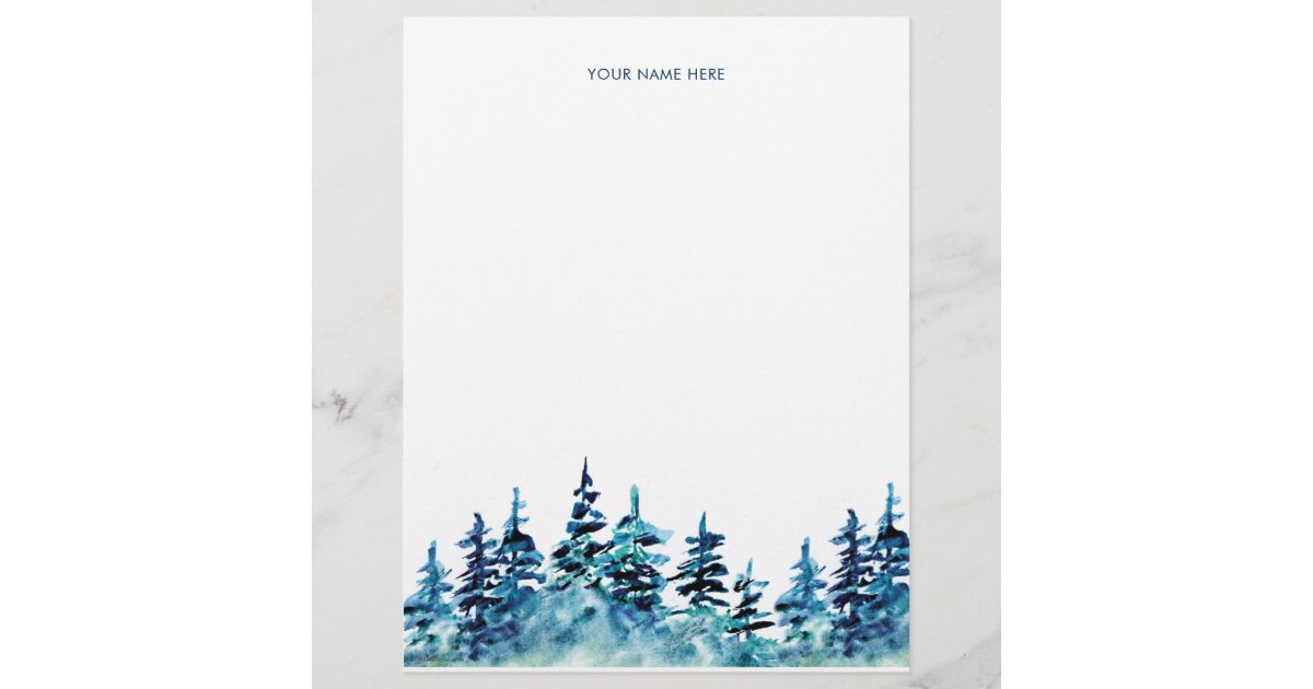 Hand-Painted Pine Tree Forest Letterhead | Zazzle