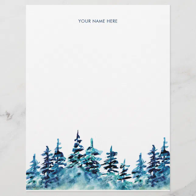 Hand-Painted Pine Tree Forest Letterhead | Zazzle
