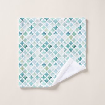 Hand Painted Turquoise Pattern Bath Towel Set | Zazzle