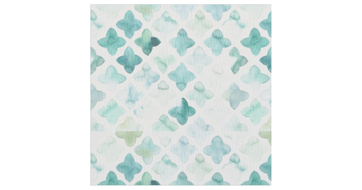 Hand Painted Turquoise Pattern Fabric | Zazzle