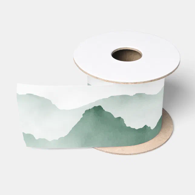 Hand Painted Watercolor Mountain Landscape Satin Ribbon | Zazzle