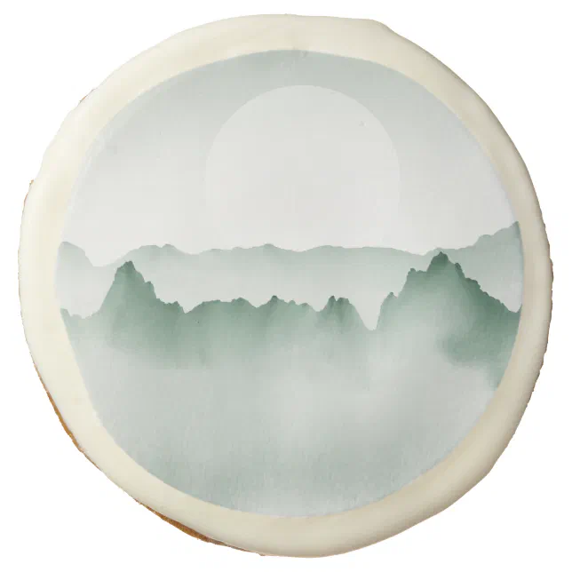 Hand Painted Watercolor Mountain Landscape Sugar Cookie | Zazzle