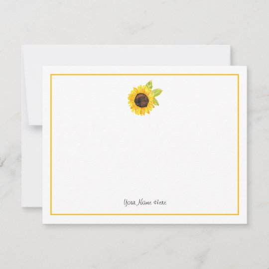 Hand Painted Watercolor Sunflower Note Card | Zazzle.com