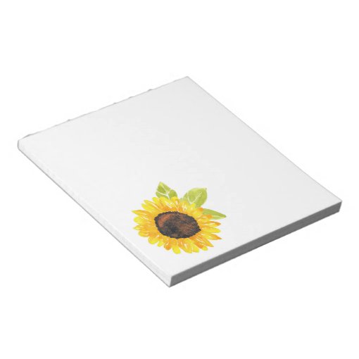 Hand Painted Watercolor Sunflower Notepad | Zazzle