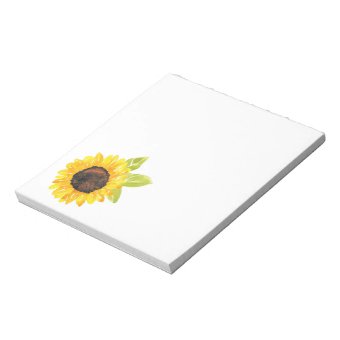 Hand Painted Watercolor Sunflower Notepad | Zazzle