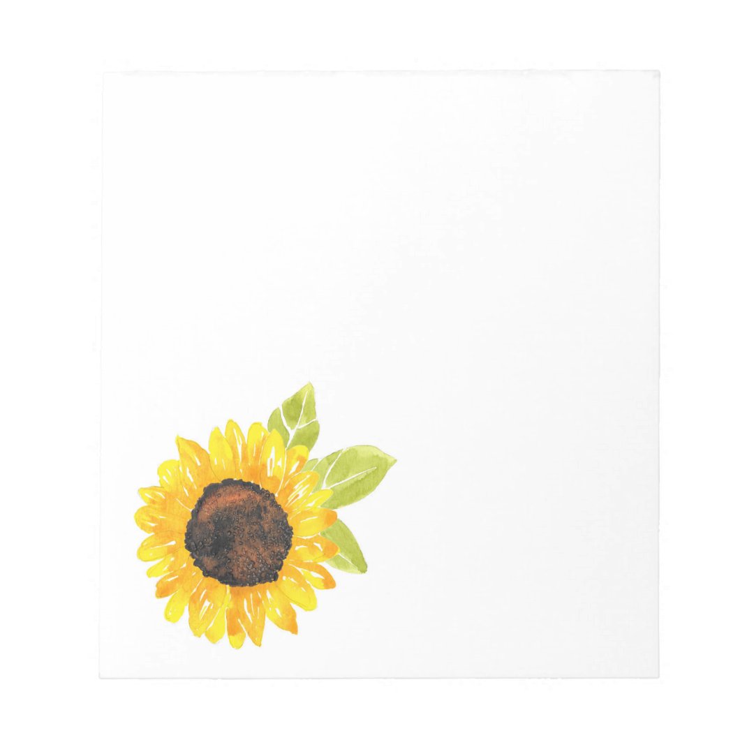 Hand Painted Watercolor Sunflower Notepad | Zazzle