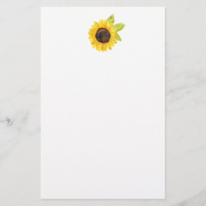 Hand Painted Watercolor Sunflower Stationery | Zazzle.com