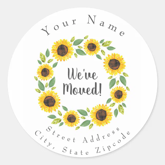 "Hand Painted Watercolor Sunflower Wreath" Labels | Zazzle
