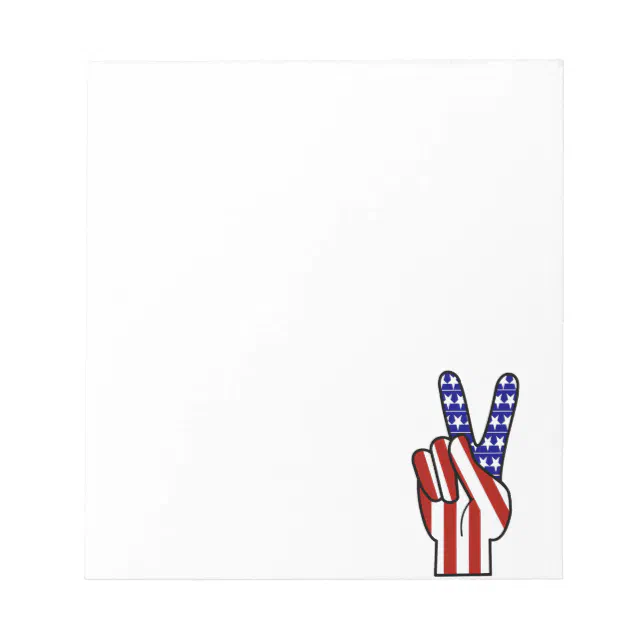 Hand Peace Sign - Red White & Blue Notepad | Zazzle
