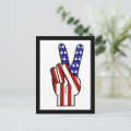Hand Peace Sign - Red White & Blue Postcard | Zazzle