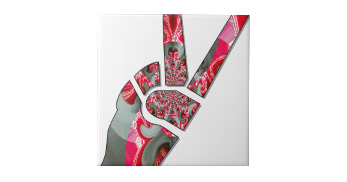 Hand peace sign tile | Zazzle