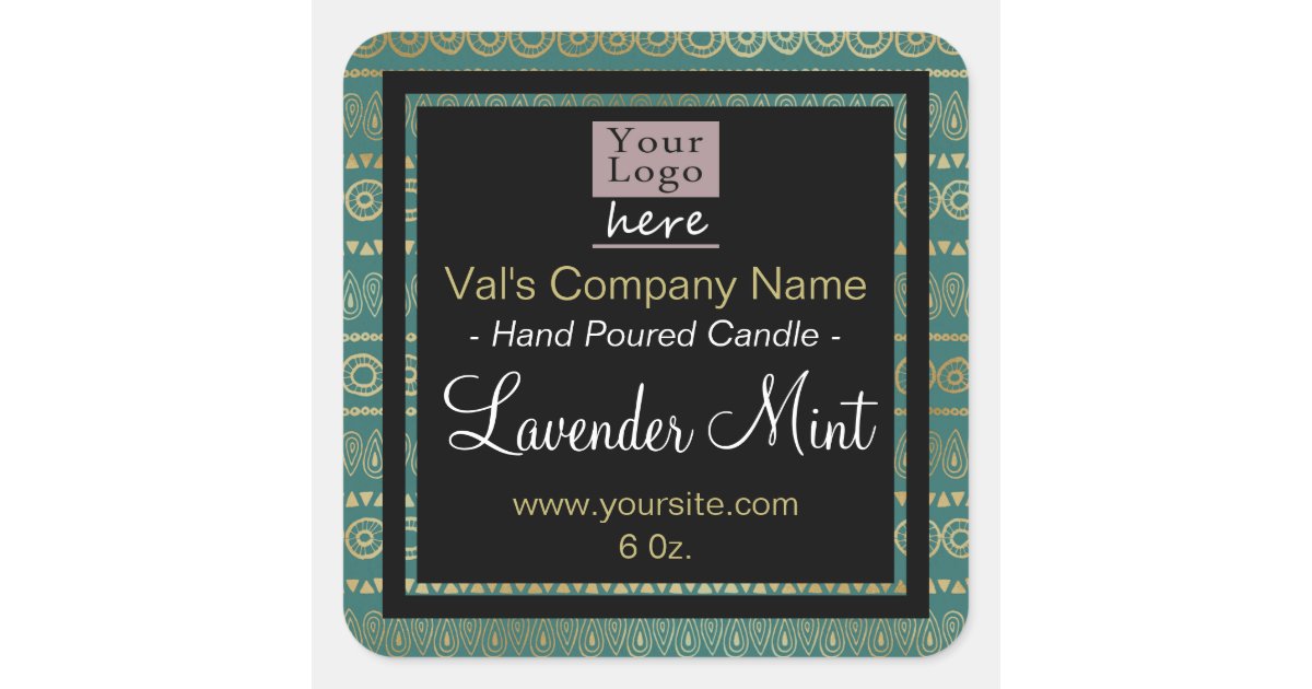 Hand Poured Candle Elegant Your logo Square Sticker | Zazzle