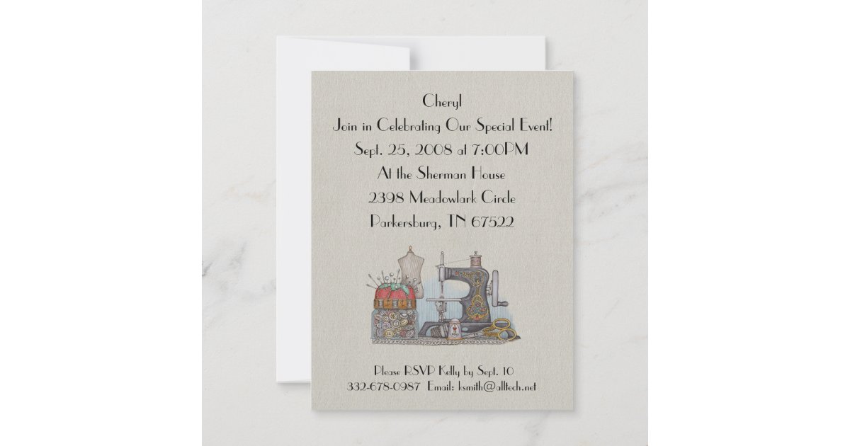 Hand Powered Sewing Machine Invitation | Zazzle
