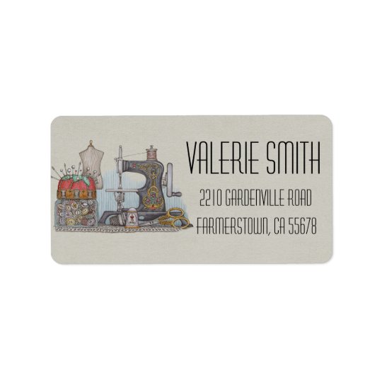 Hand Powered Sewing Machine Label | Zazzle.com
